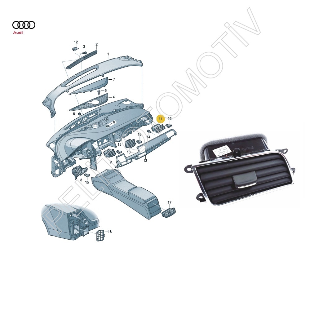 Audi A8 Ön Sağ Havalandırma 4H1820902A (2010-2013) - 3,126.06 TL + KDV
