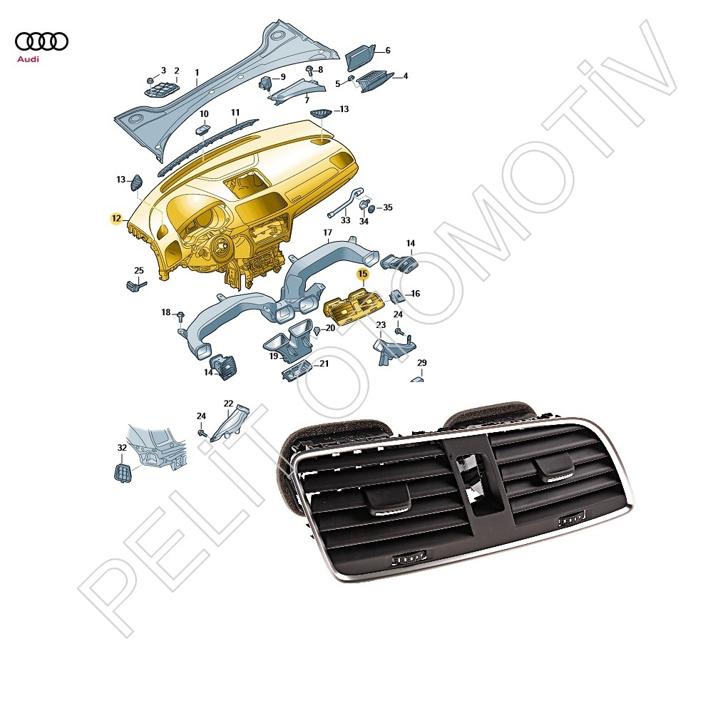 Audi Q3 Ön Orta Havalandırma 8U1820951C (2012-2018) Orjinal - 4,133.08 ...