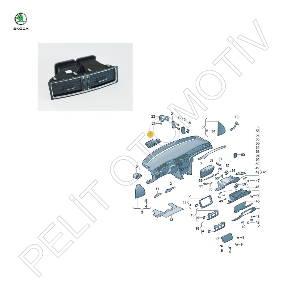 Skoda Superb 2008-2015 Ön Orta Havalandırma 3T0820951A TDZ - 4,417.88 ...