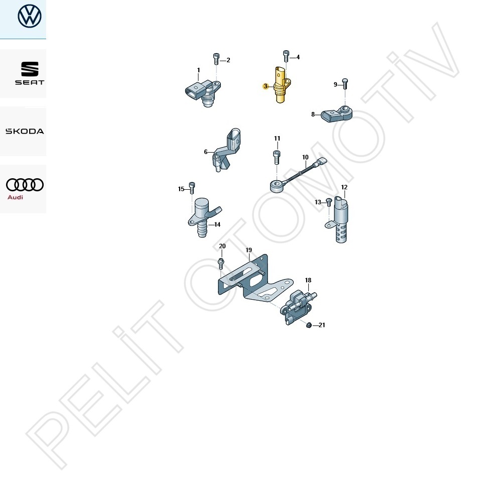 Skoda Eksantrik Mili Devir Sensörü 04L907601A 05E907601D Orjinal ...